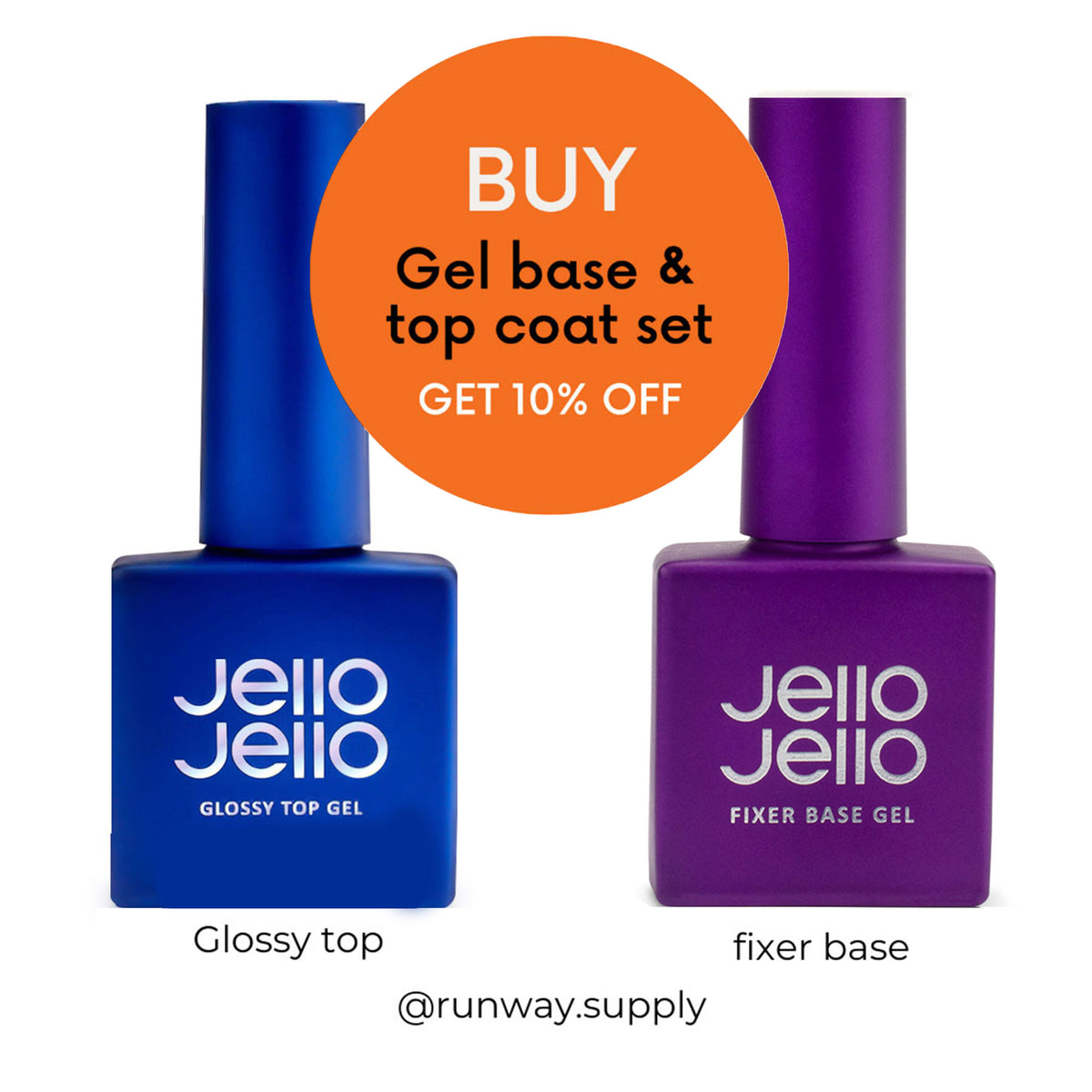 Gel Polish Top & Base Kit - Non Wipe Glossy Top Gel & Fixer Base Gel ...